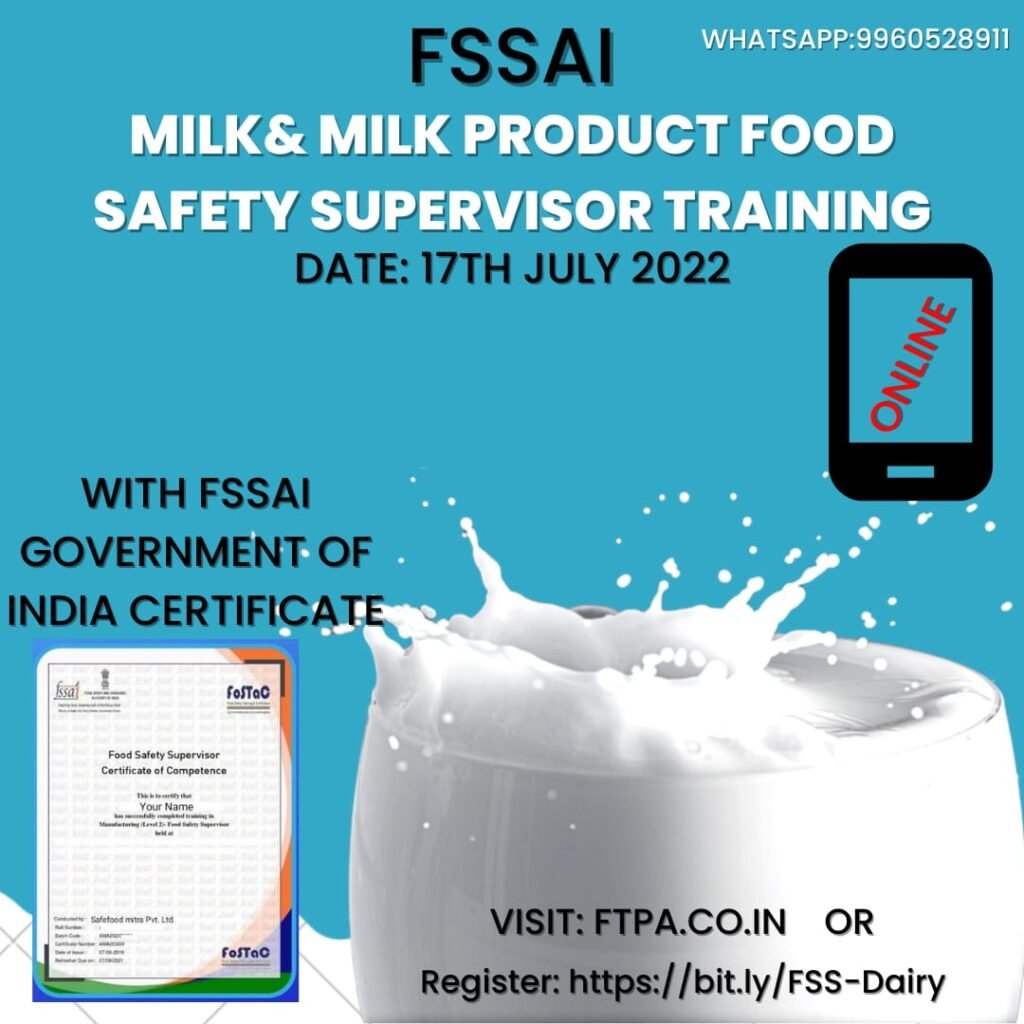 FSSAI Training on Milk and Milk Product - FTPA - Food Tech Professional ...